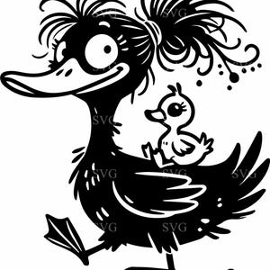 Duck Family SVG 4 Cut File Adorable Duck With Hair Bun and Baby ...