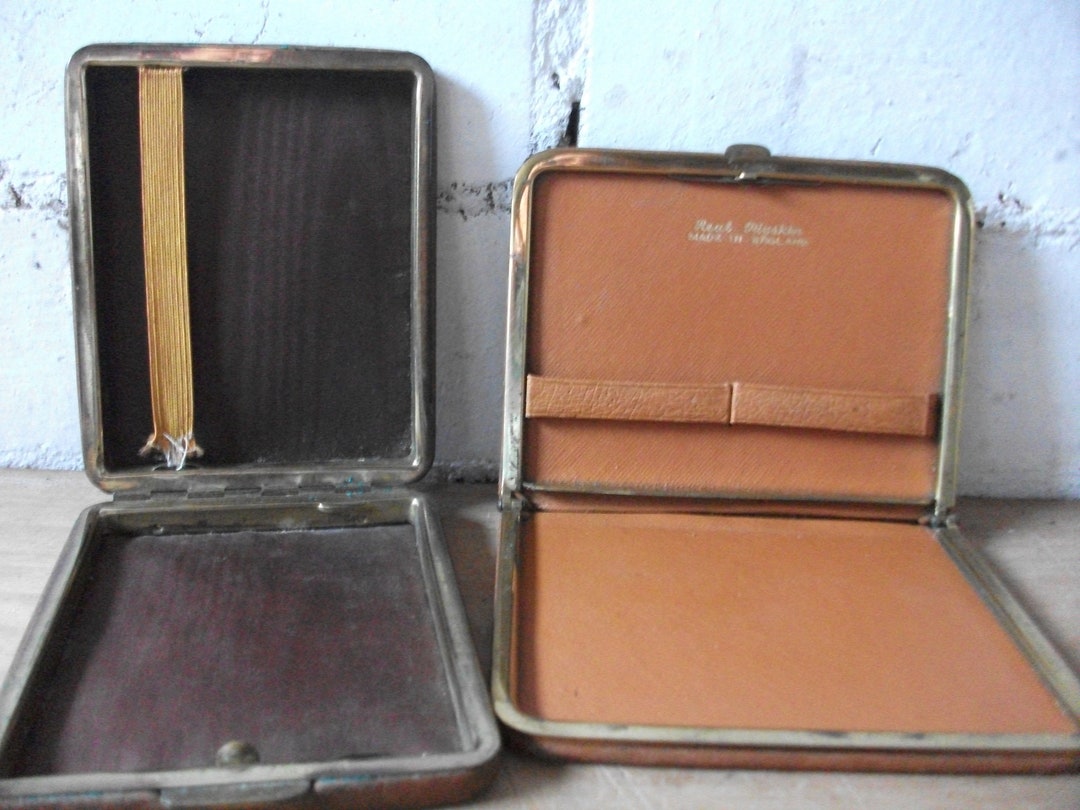 2 Vintage Leather Cigarette Cases Brass Edged Pigskin Case - Etsy