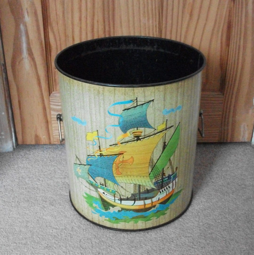 1960s Metal Worcester Ware Waste Paper Bin. Patterned Trash/recycling ...