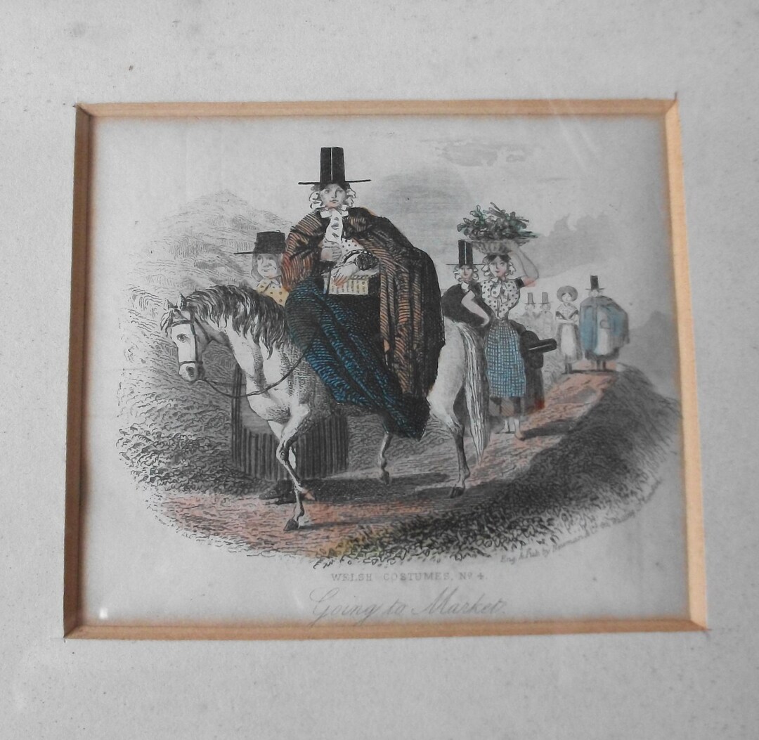 Antique Welsh Ladies Costumes Engravings. Mounted and Framed Period ...