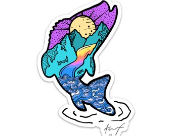 Fish Sticker, Grouper Vinyl Vintage Stickers, Laptop MacBook Flask ...