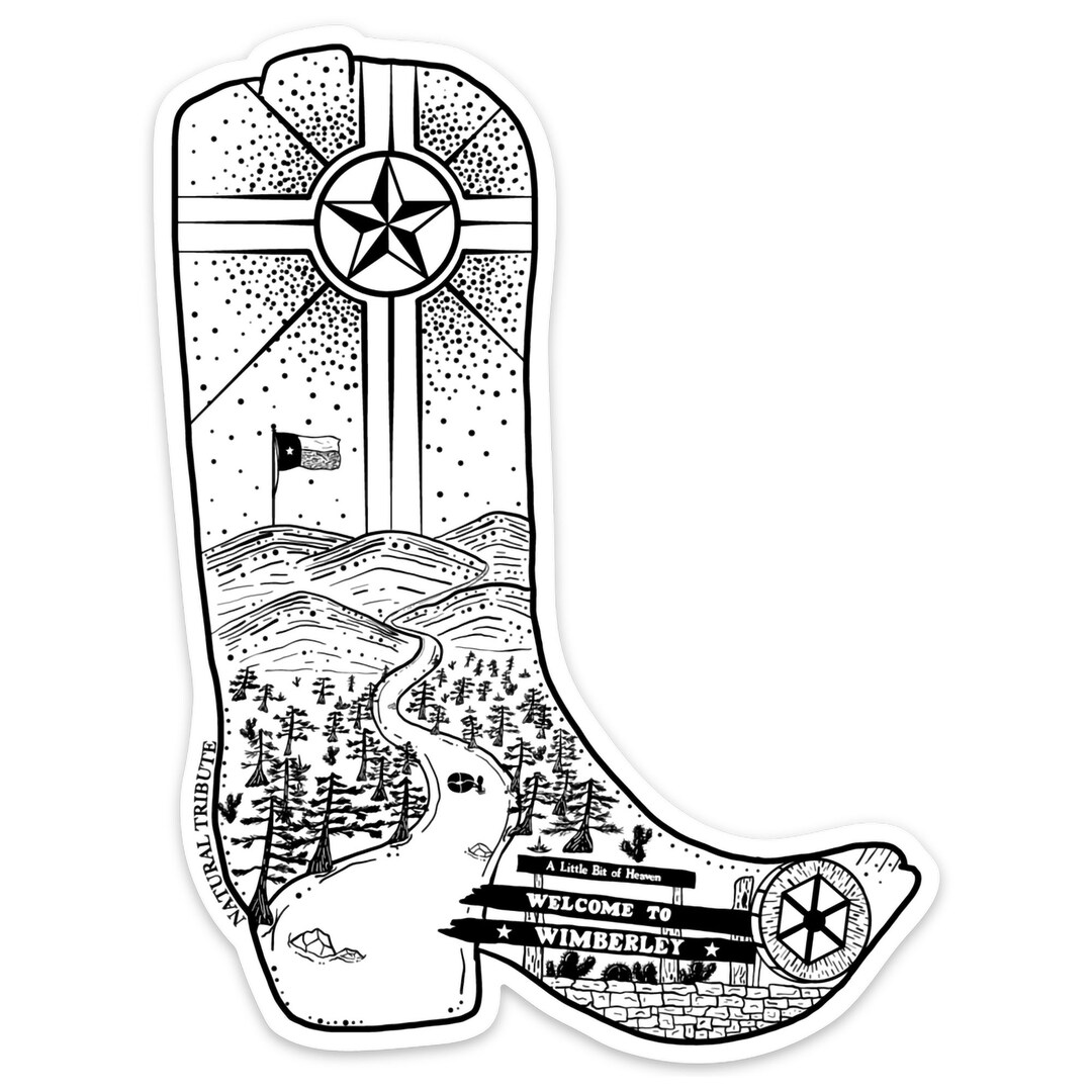 Wimberley Boot Sticker, Boot Sticker, Texas Sticker, Nature Sticker ...