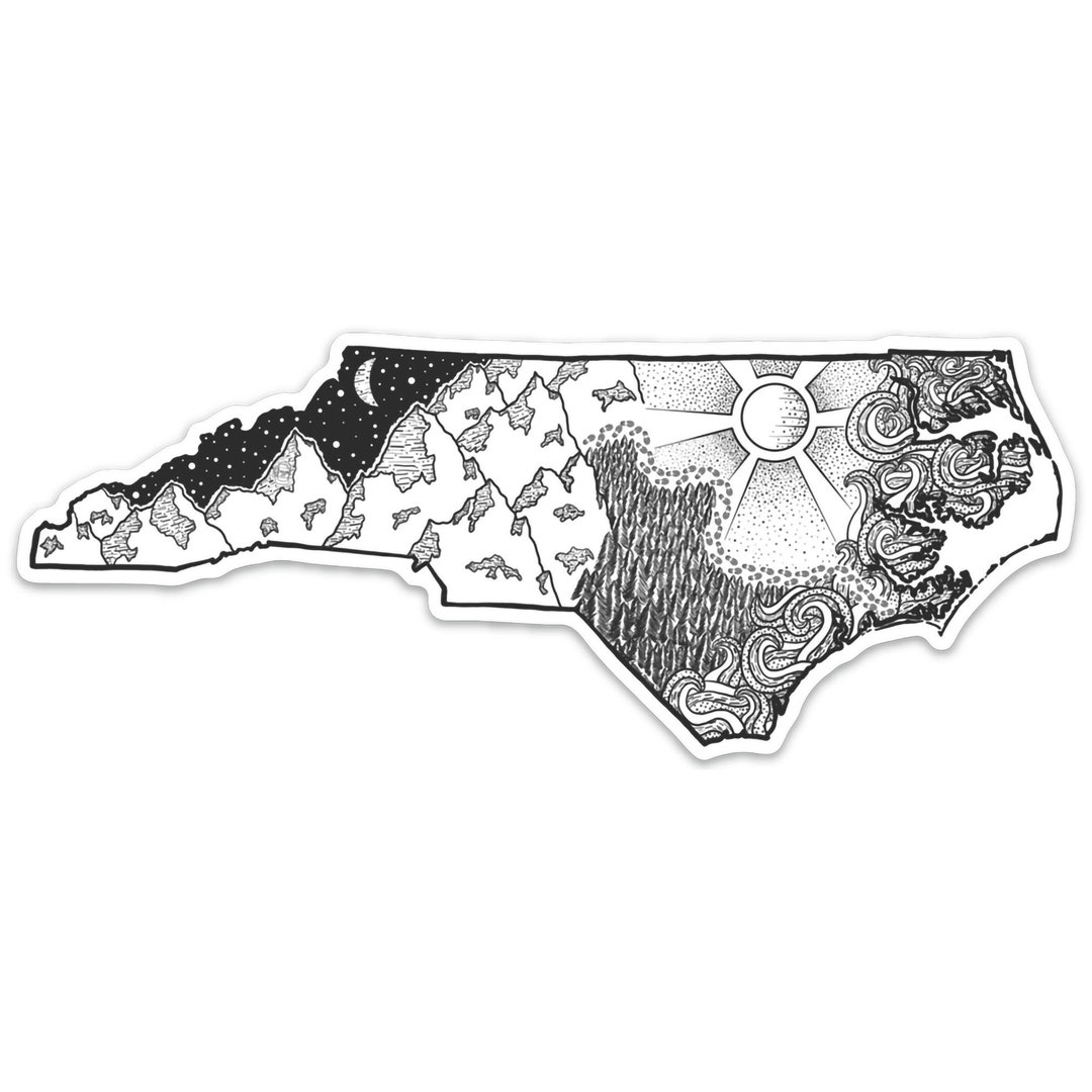 NORTH CAROLINA Sticker, Car Decal, North Carolina Decal, Water Bottle ...