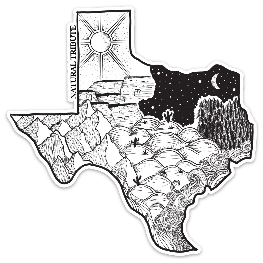 TEXAS Sticker, Texas Decal, Cooler Sticker, Nature Sticker, Decal, Car ...