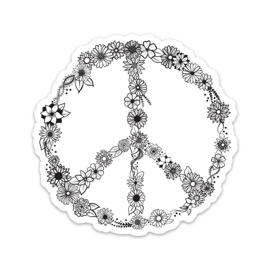 Floral Peace Sticker, Peace Sign, Sticker, Decal, Car Decal, Floral ...