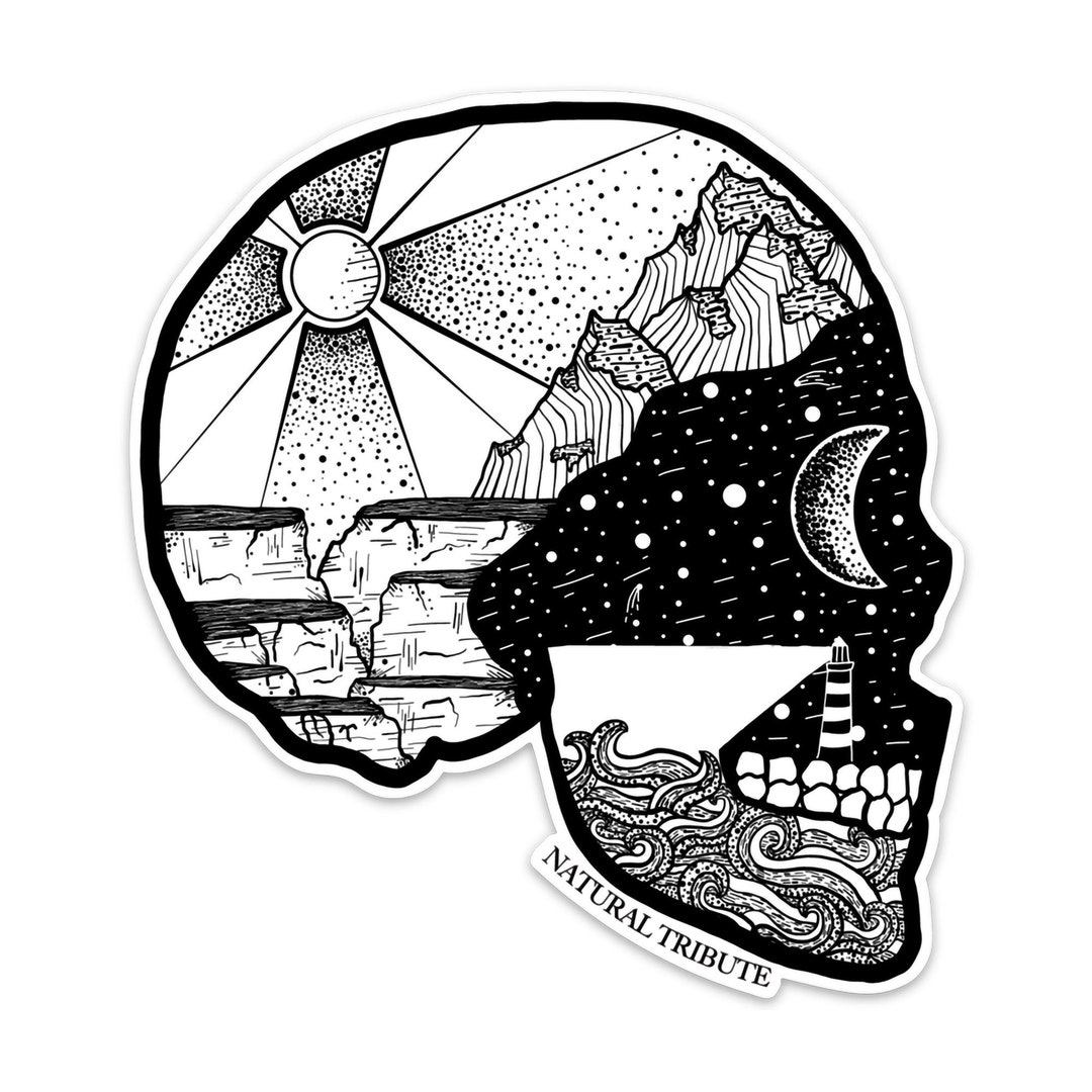 Skull Sticker, Nature Sticker, Skull Decal, Car Decal, Water Bottle ...