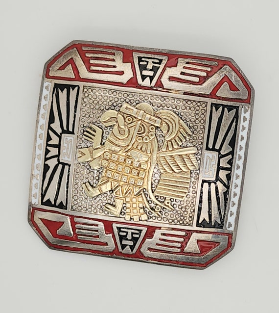 Vintage 1950s Peruvian Medallian Brooch 925 Sterling Silver - Etsy