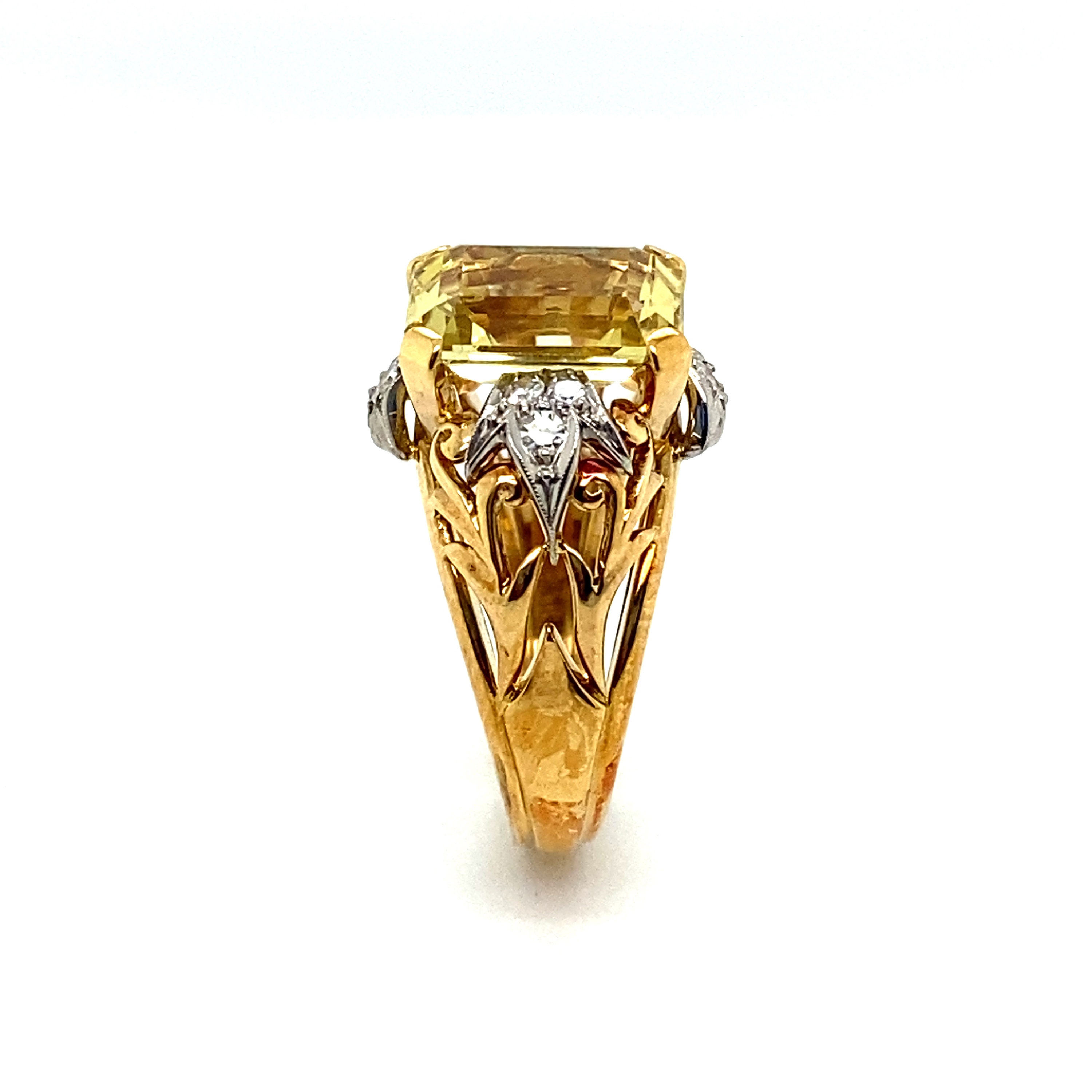 Ruby Lane 18K Gold 3 Carats Yellow Beryl Ring - Etsy