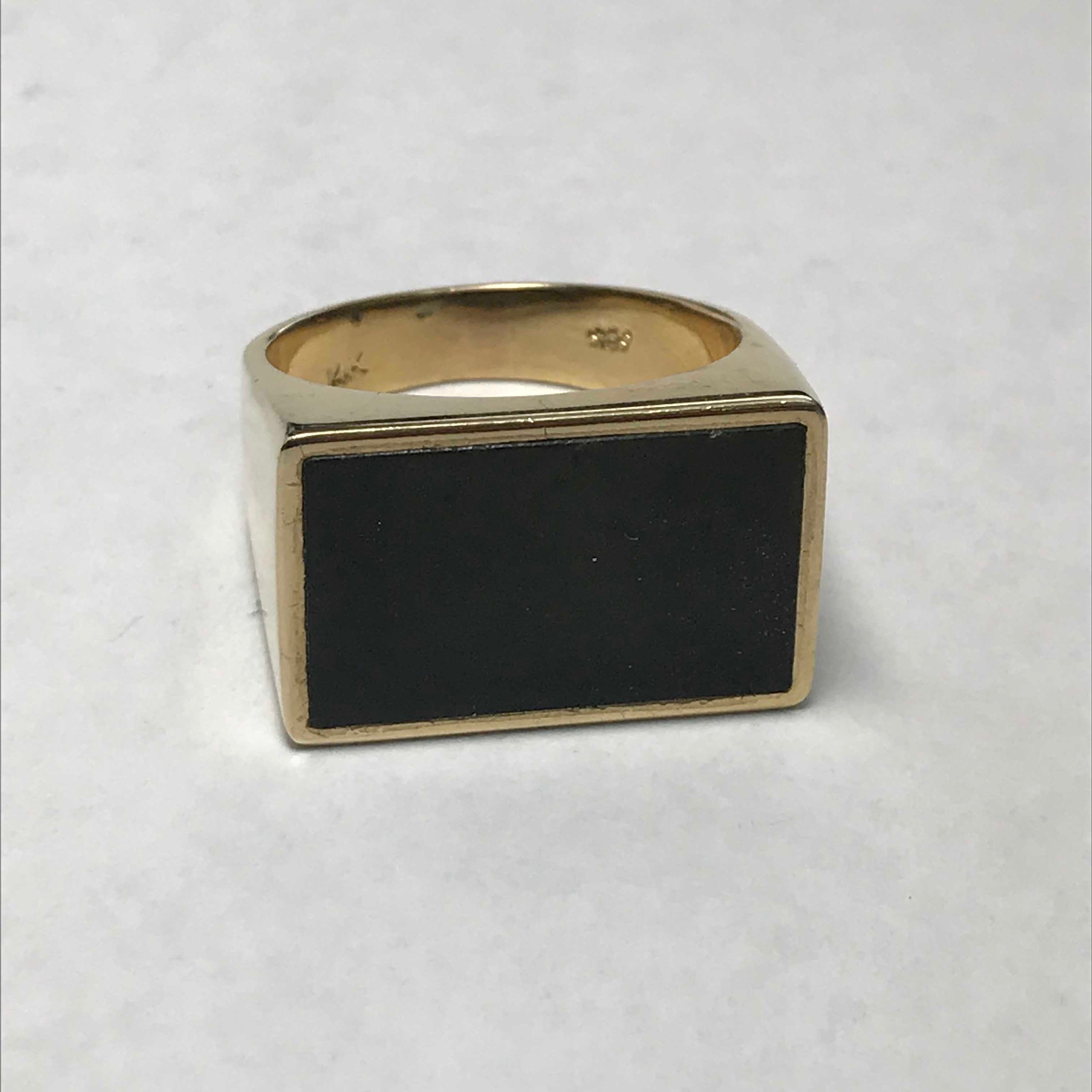 14 K Solid Gold Inlaid Rectangle Onyx Ring - Etsy