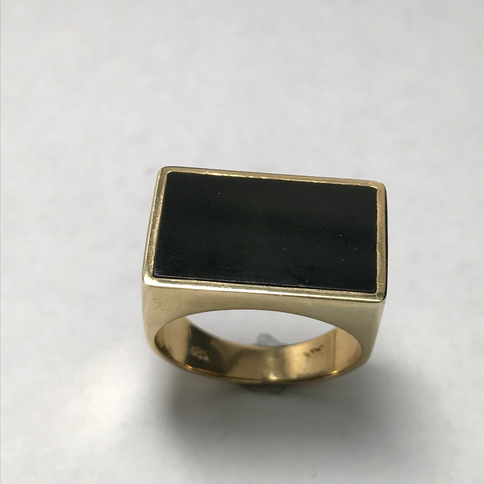 14 K Solid Gold Inlaid Rectangle Onyx Ring - Etsy