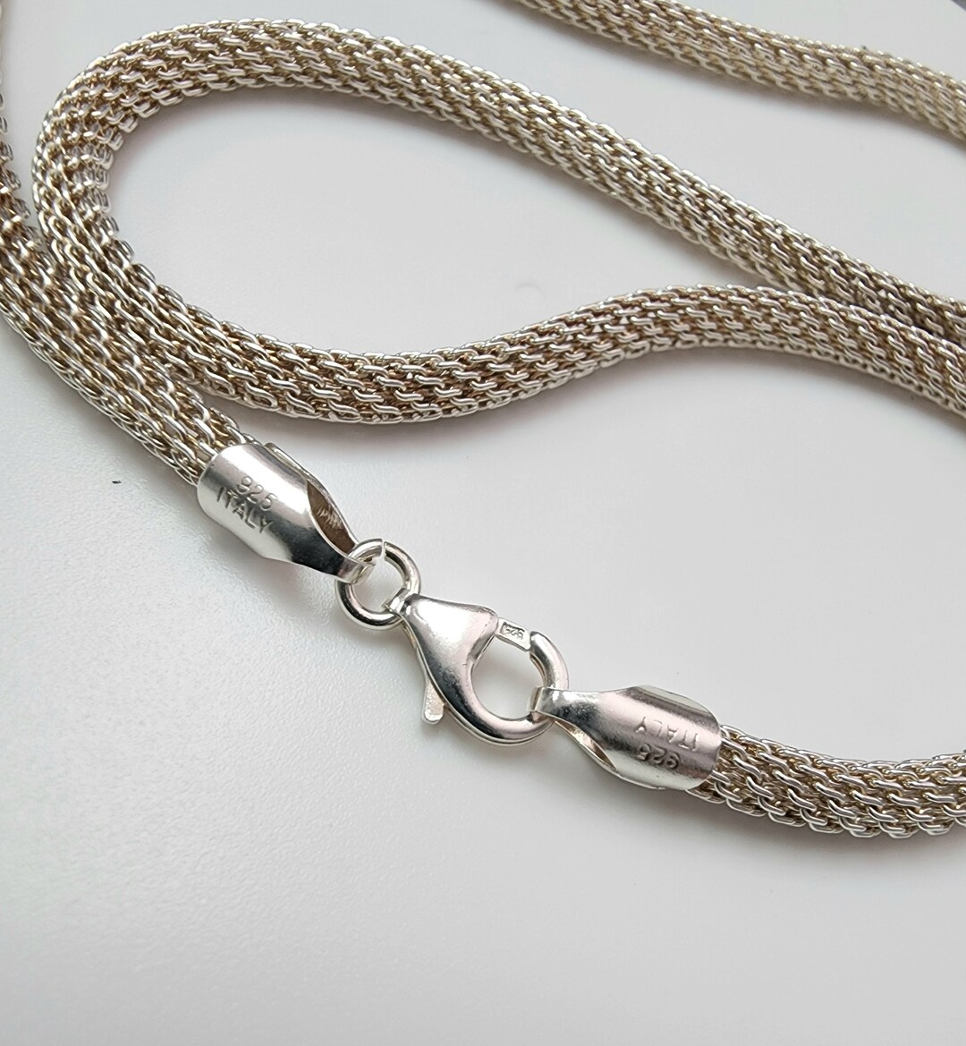 Vintage Gorgeous Italian Made 925 Sterling Silver Mesh Necklace ...