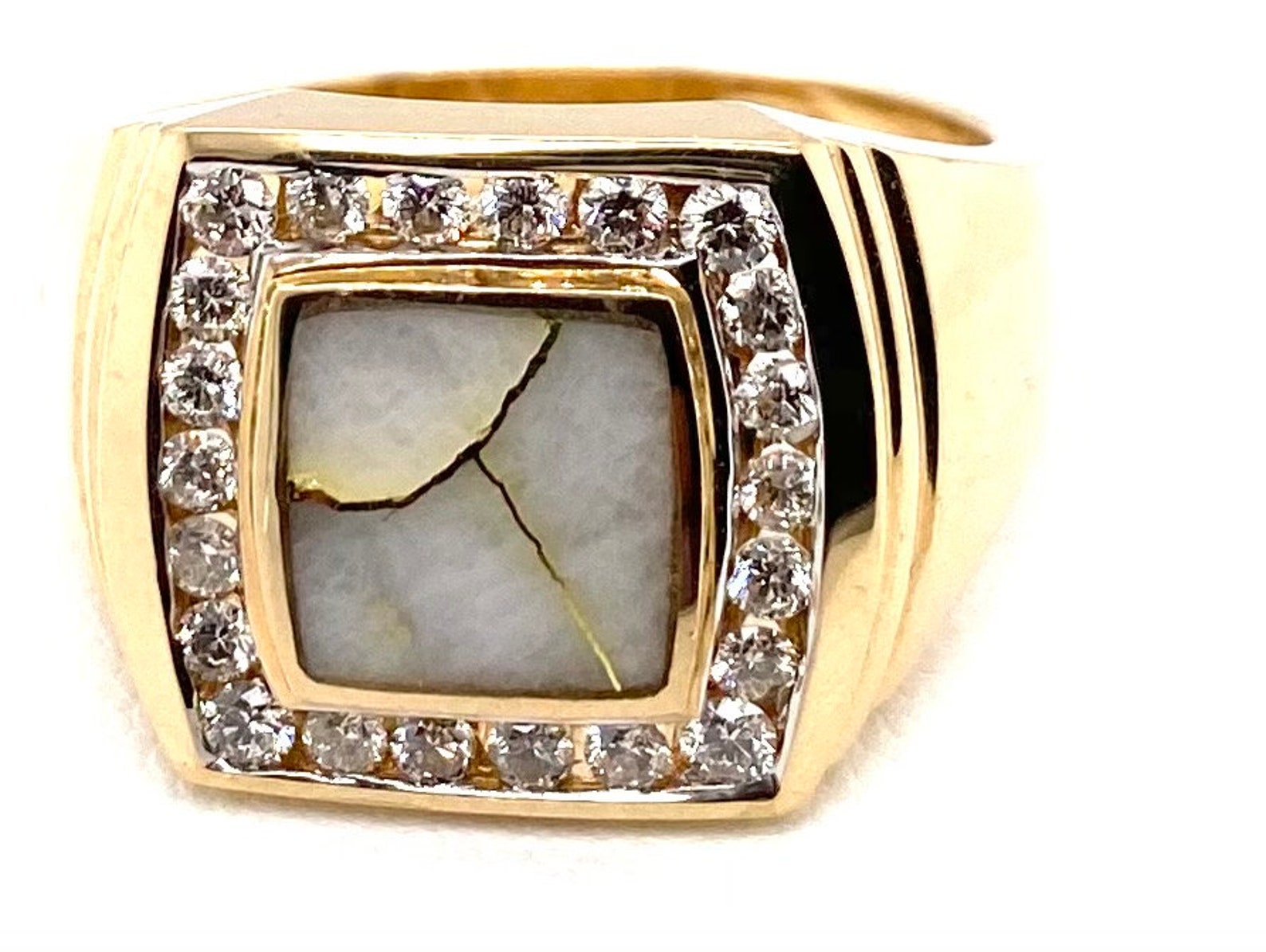 STUNNING Men's Statement Ring Handcrafted 14K Gold & - Etsy