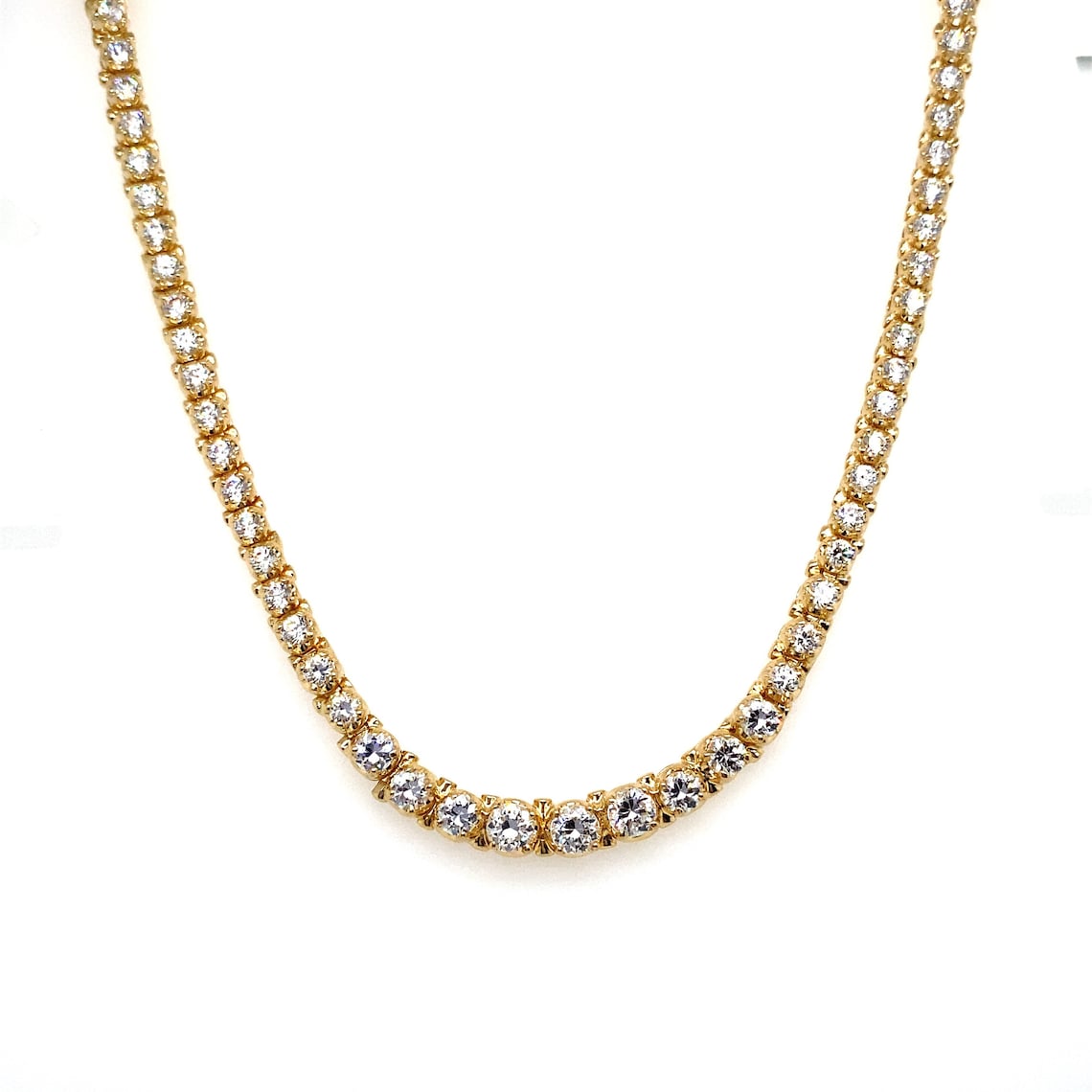 Beautiful 14K Gold Cubic Zirconia Chain Necklace - Etsy