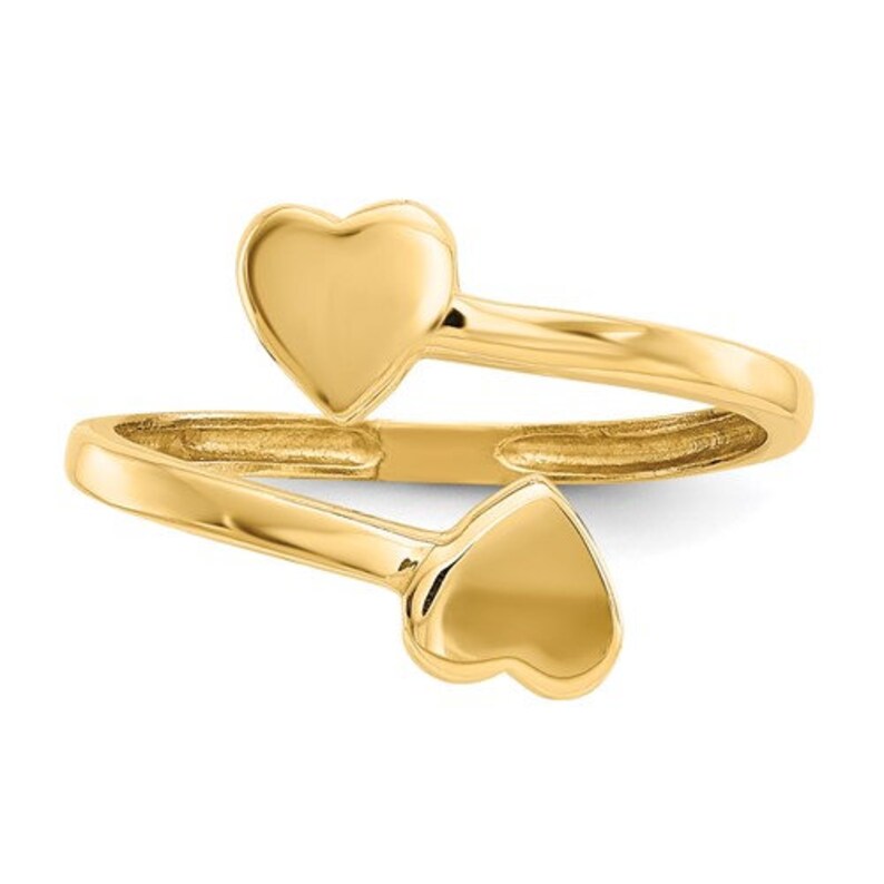 Gorgeous Super Sweet Toe Ring Double Heart Toe Ring Handcrafted 14k ...