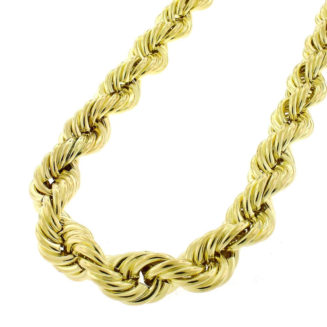 Large Hollow 9mm 10k Handcrafted Gold Rope Chain Measures 27.5 Lot of ...