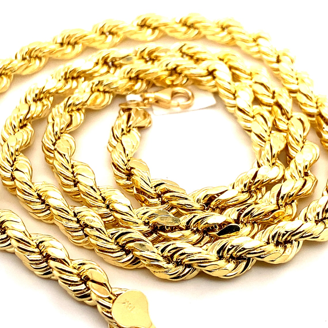 Large Hollow 9mm 10k Handcrafted Gold Rope Chain Measures 27.5 Lot of ...