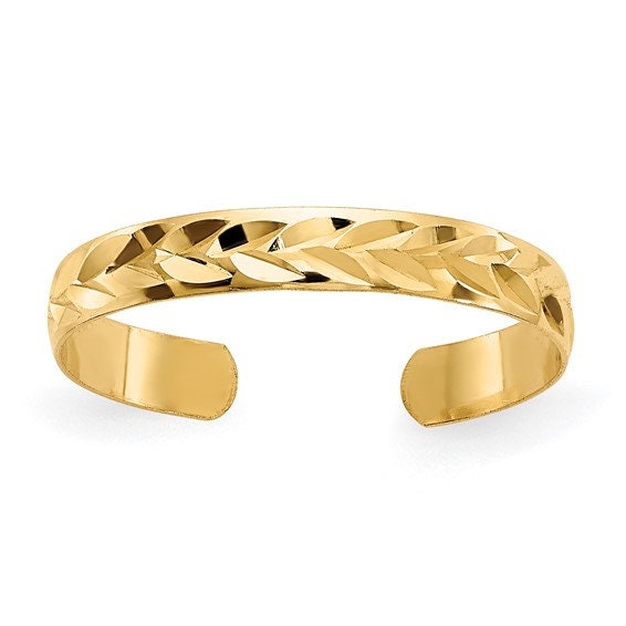 Handcrafted 14k Yellow Gold Toe Ring Diamond Cut Gorgeous - Etsy