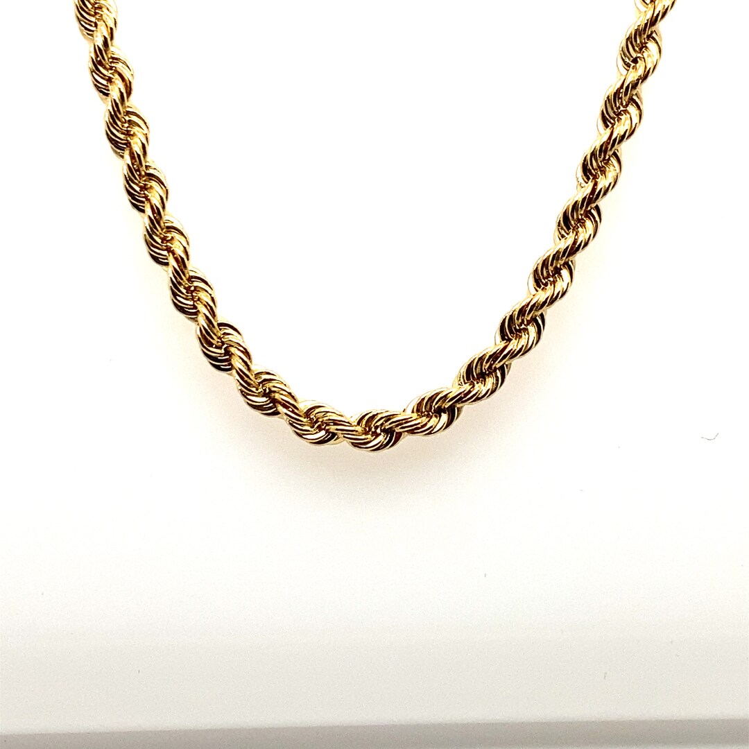 14K Yellow Gold Rope Chain 16 Inches 3mm With Bayonet Clasp - Etsy