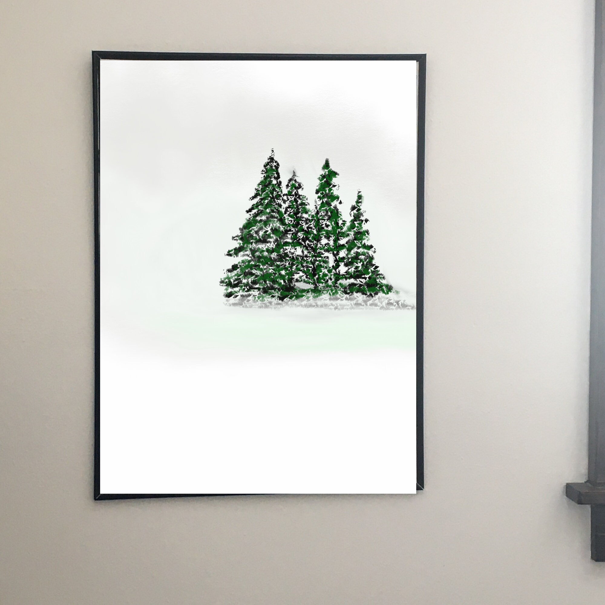 Printable Pine Trees, Wintery, Evergreen Trees, Snow Digital Download ...