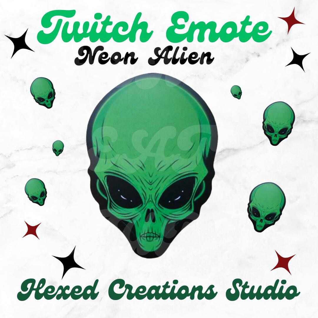 Neon Alien Twitch Emote: Chat Emoji, Sub Badge (PNG Files) - Etsy