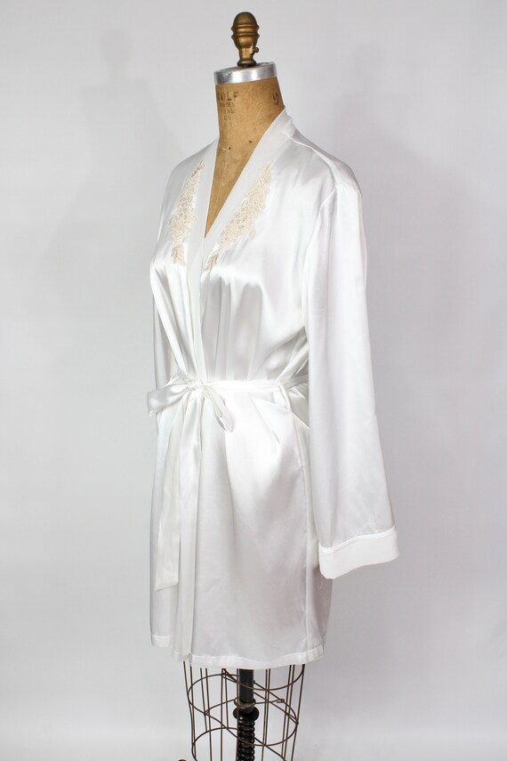 White Satin Robe / Vintage Bridal Lingerie / Wedding … - Gem