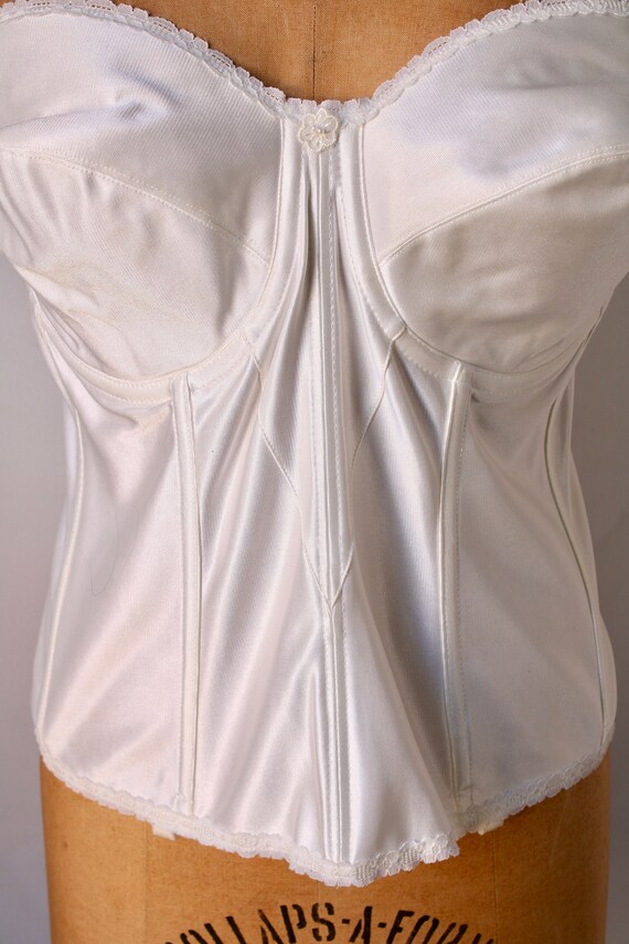 White Bustier Bra / Vintage 1970s Sexy Longline Pinup… - Gem