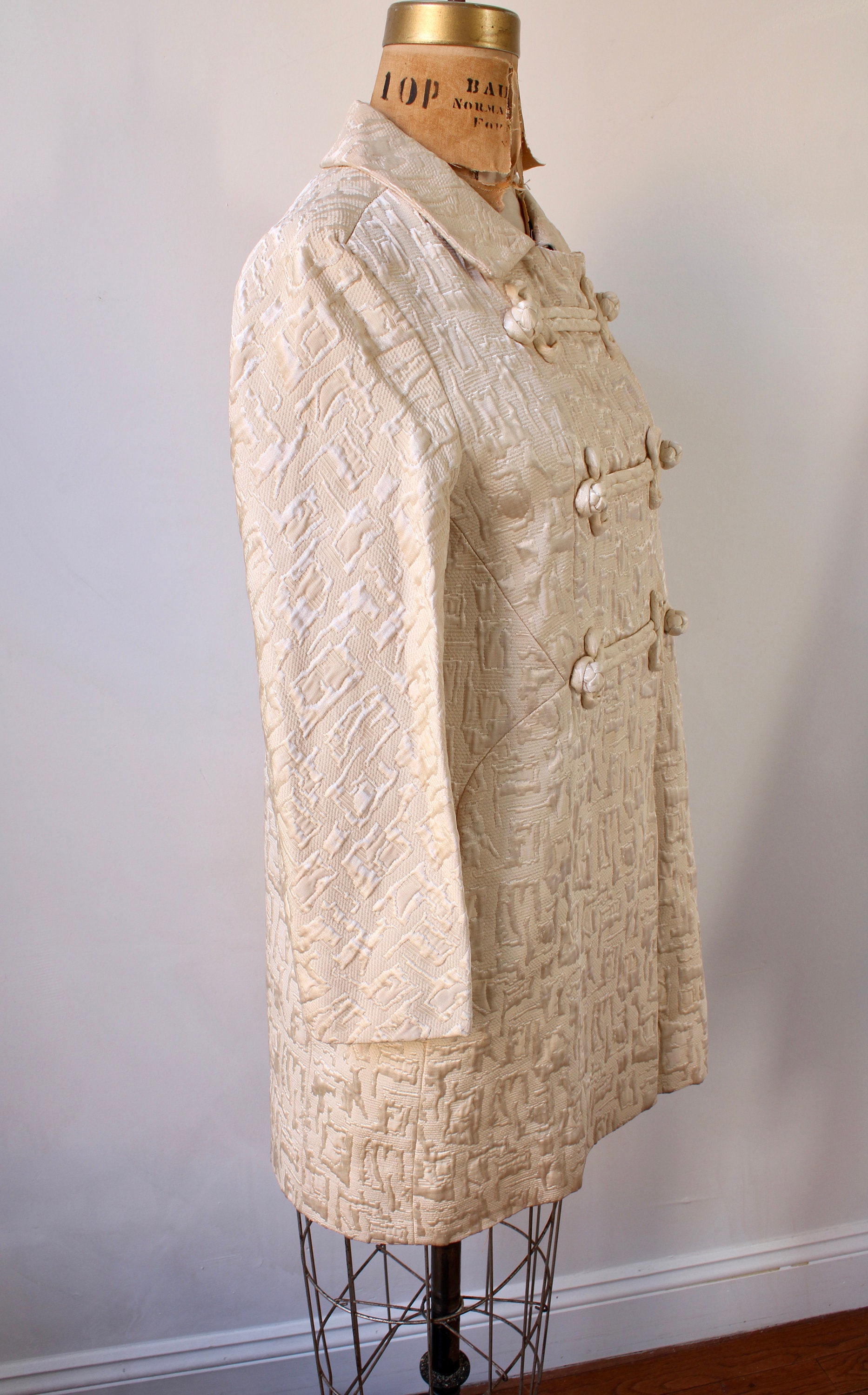 1960s Ivory Coat / Vintage 60s Cream Double Breasted Coat / Women's ...