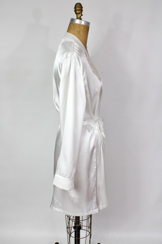 White Satin Robe / Vintage Bridal Lingerie / Wedding … - Gem
