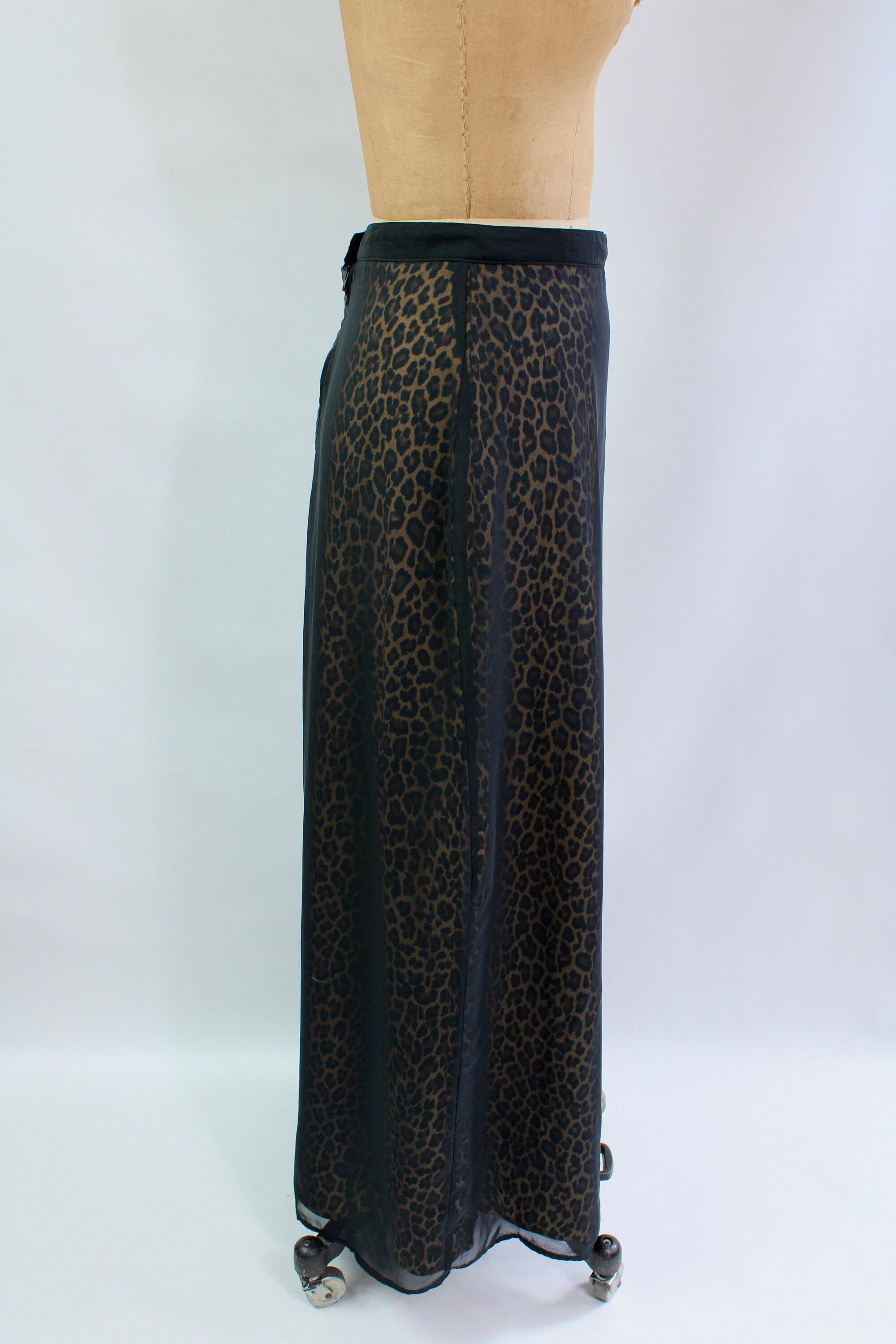 80s Leopard Print Maxi Skirt / Vintage 1980s Black Animal - Etsy