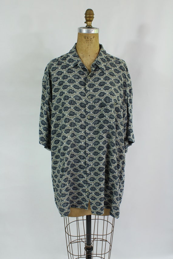 90s Retro Fish Shirt / 1990s Vintage Button Down Top … - Gem