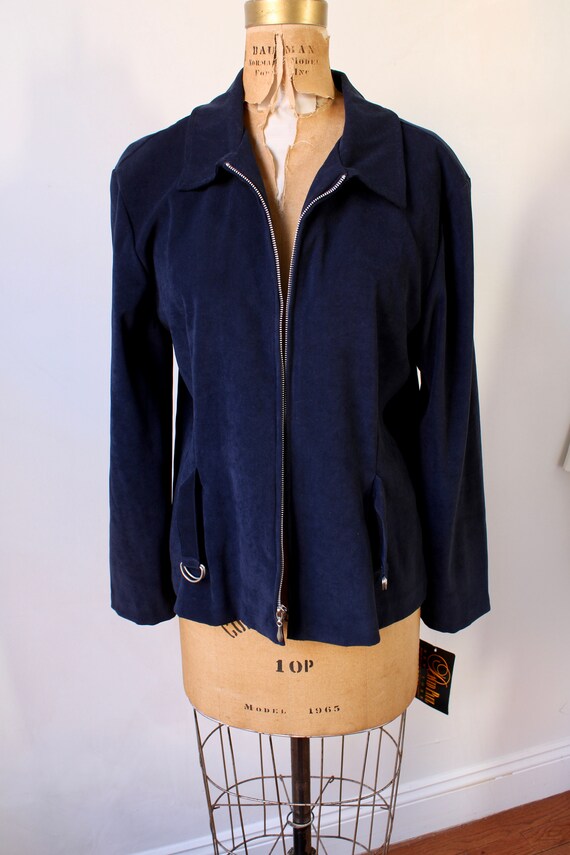 80s Blue Faux Suede Jacket / Vintage NEW WITH TAGS Ol… - Gem