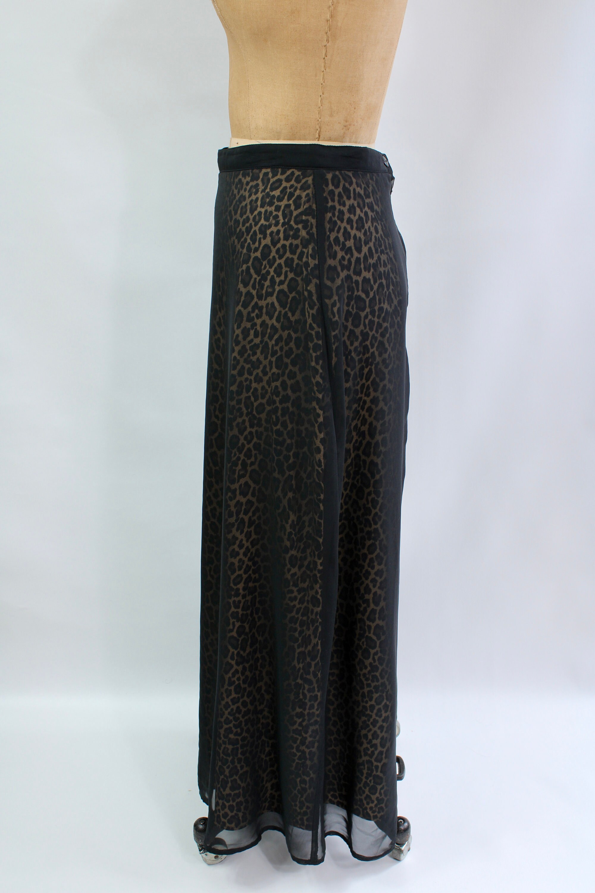80s Leopard Print Maxi Skirt / Vintage 1980s Black Animal - Etsy