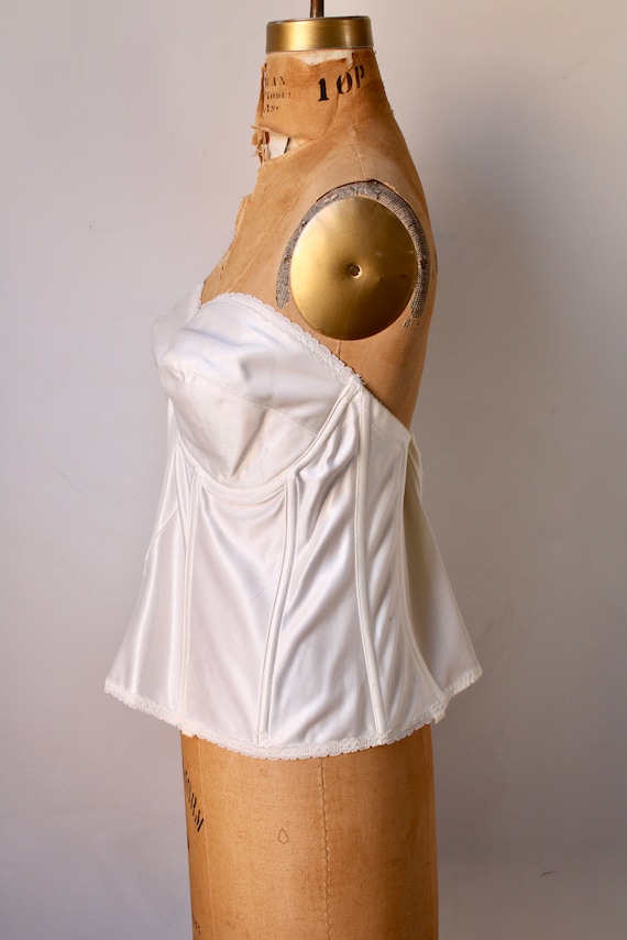 White Bustier Bra / Vintage 1970s Sexy Longline Pinup… - Gem