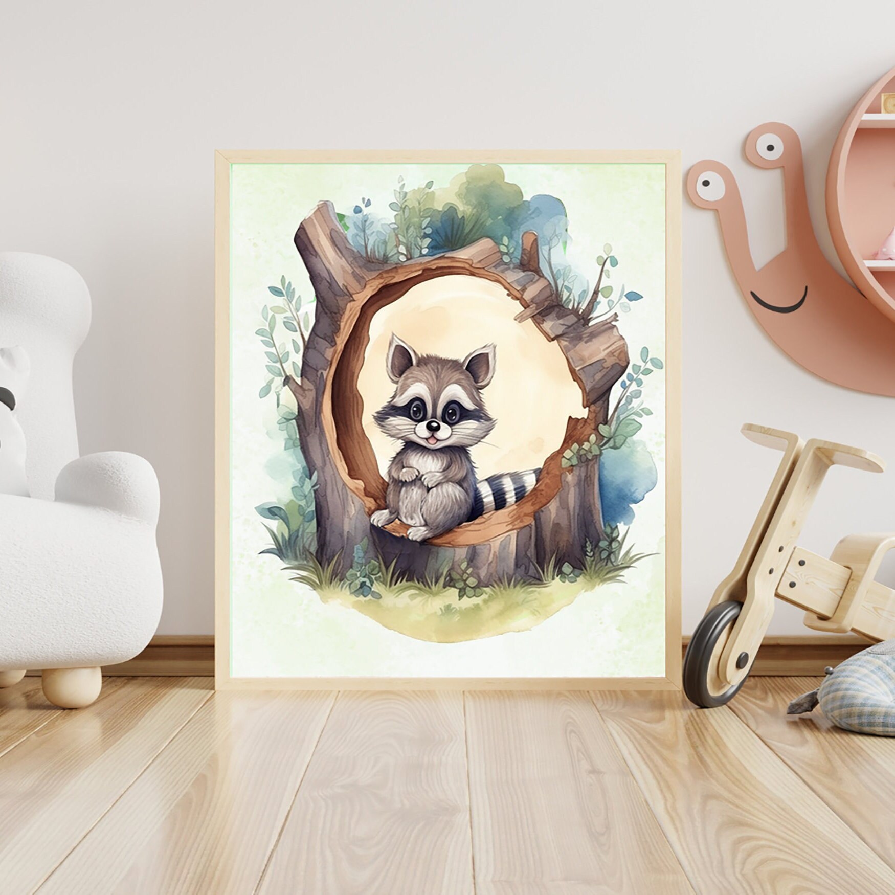 Bundle Watercolor Raccoons Clipart, Nursery, Raccoons Birthday Party ...