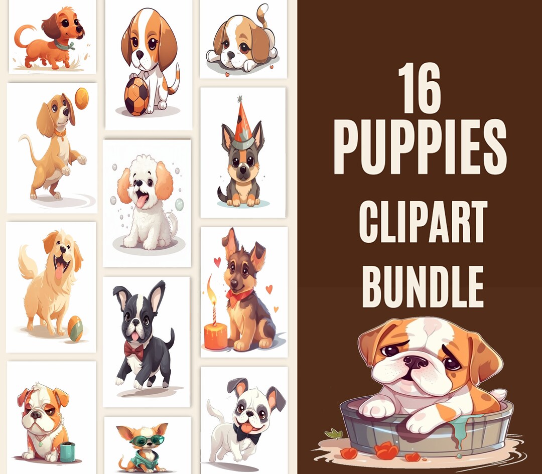Bundle Puppies Clipart, Nursery, Dog Birthday Party Decor, Puppy, Baby ...