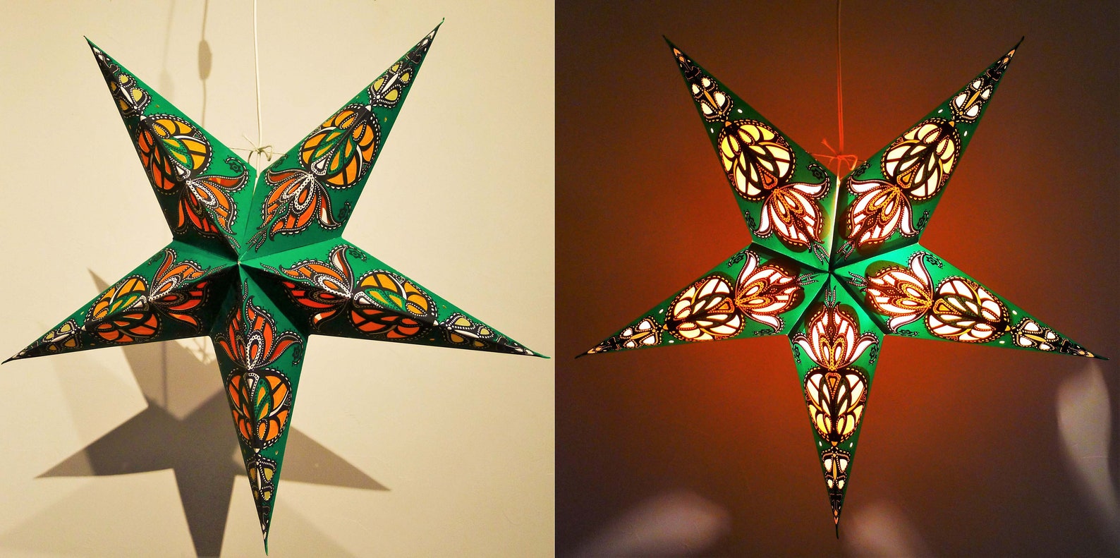 Paper Star Lampshade, Lantern, Goa Star, Christmas, Decoration 6 Colors ...