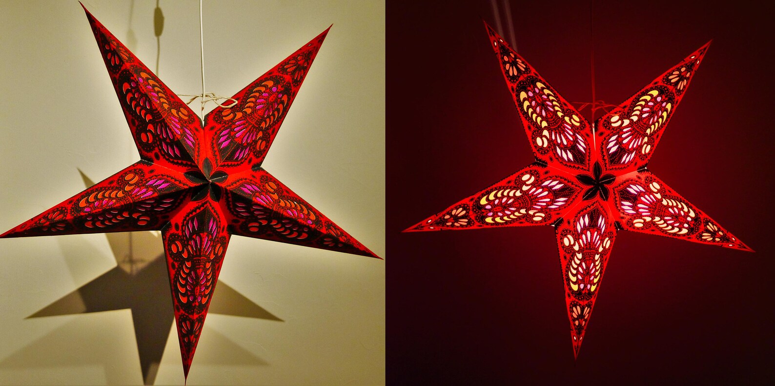 Paper Star Lampshade, Lantern, Goa Star, Christmas, Decoration 6 Colors ...