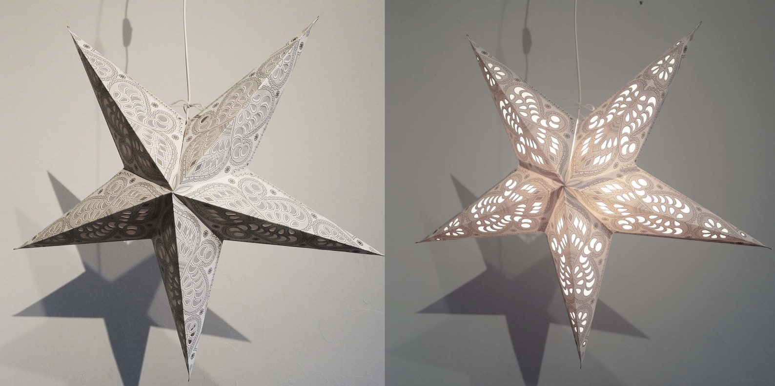 Paper Star Lampshade, Lantern, Goa Star, Christmas, Decoration 6 Colors ...