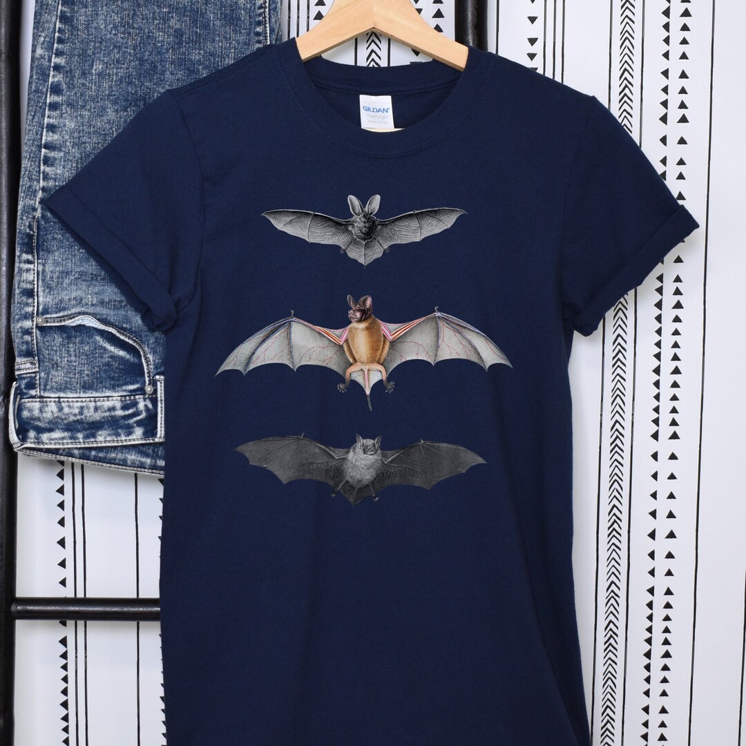 Vintage Inspired Stacked Bat Shirt, Retro Halloween Gothic T-shirt ...