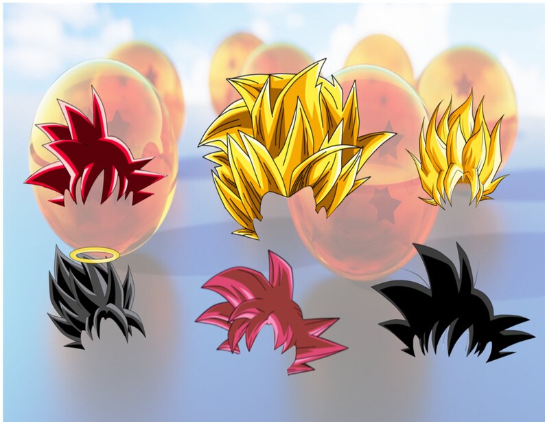 Dragon Ball Z Hair PNG Bundle | Etsy
