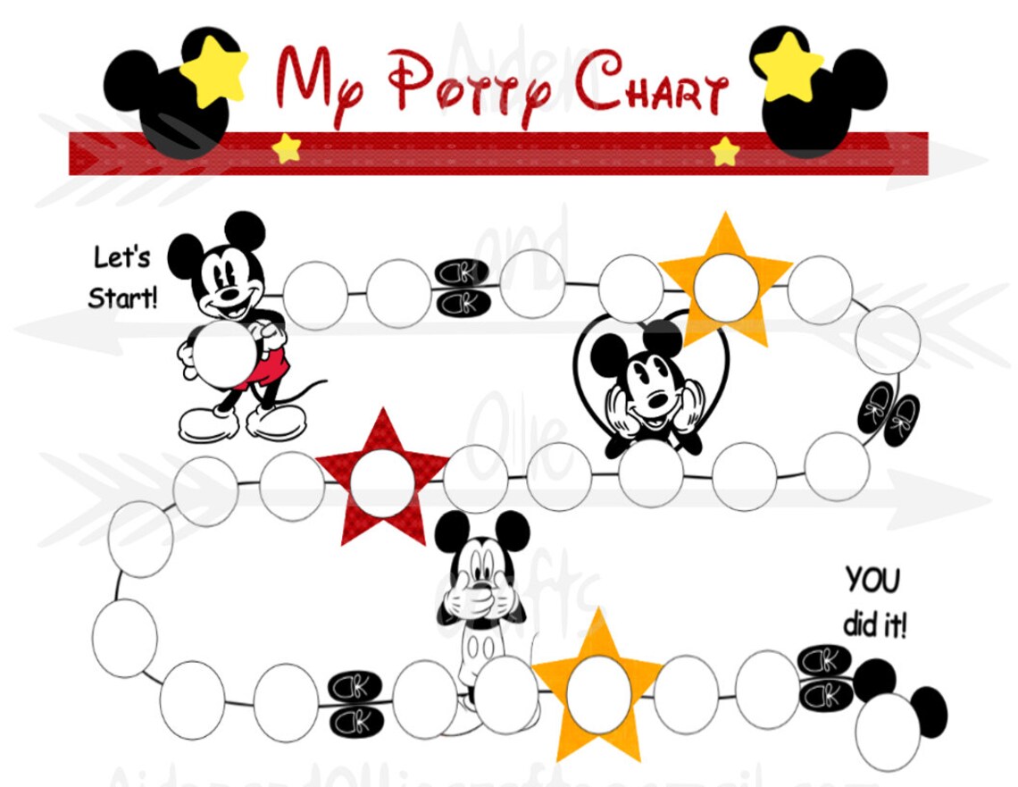Mickey Mouse potty training reward chart printable PDF Potty | Etsy
