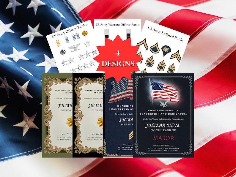 Army Promotion Invitation Template, Editable Military Ceremony Invite ...