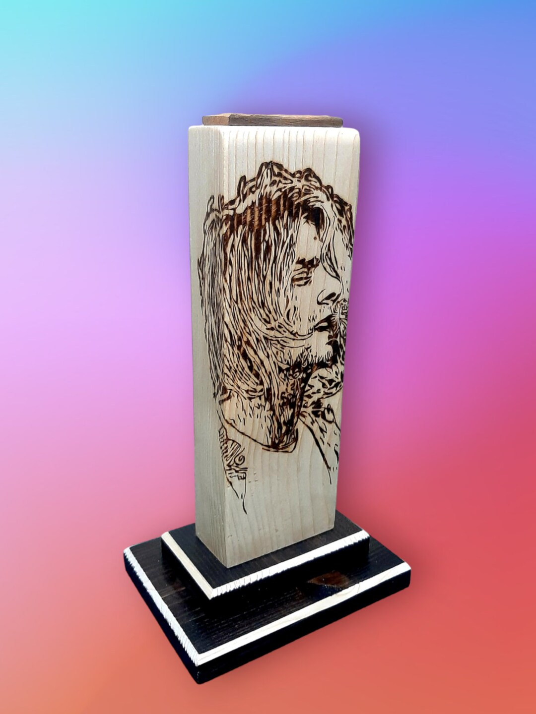 Personalized Pyrography Art Statue of Kurt Cobain Nirvana Handmade to ...