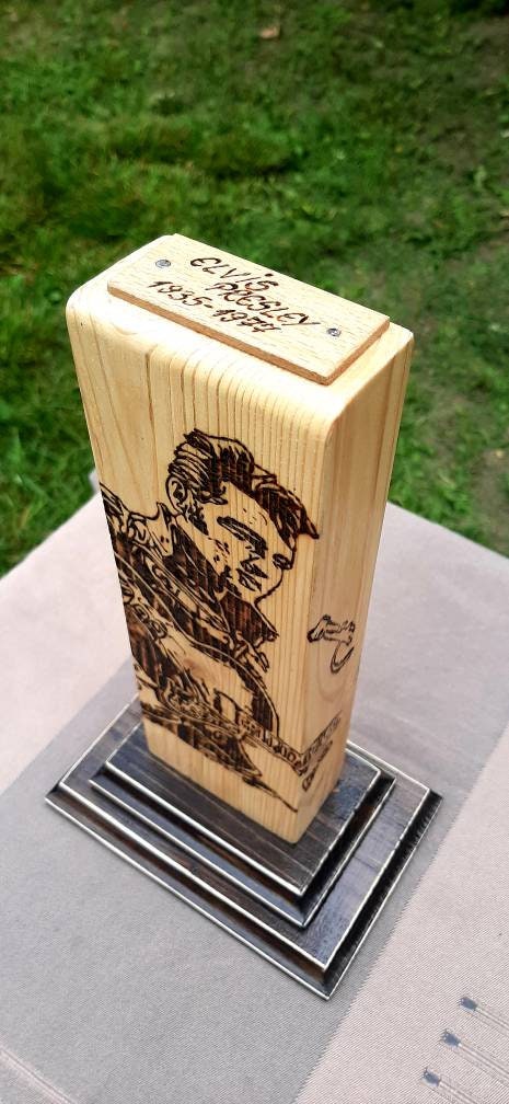 Elvis Presley Wood Burning Art Portrait Made to Order Wooden Statue ...