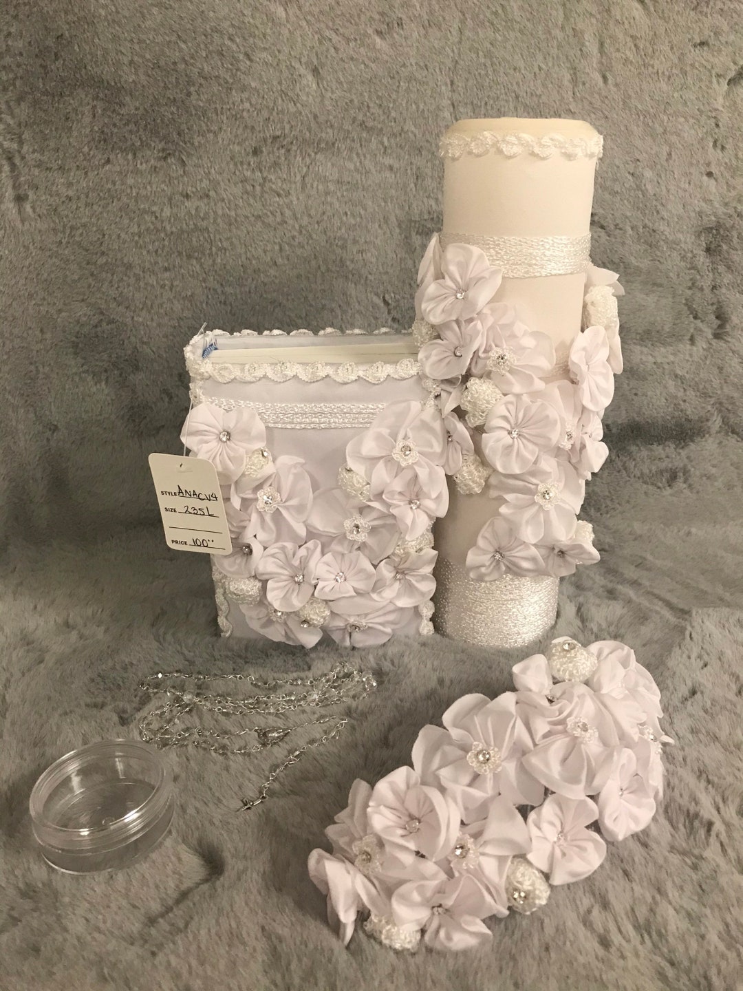 First Communion Candle Set for Girl in White, Candle Set for Girl ...