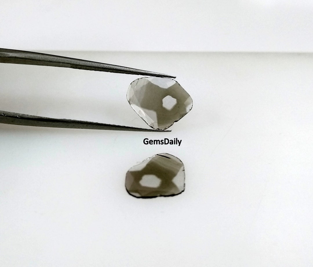 Diamond Trapiche Slice Pair Loose 1.45 CT 11x8.5 MM Rare White/grey ...