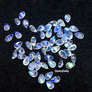 10x12 MM AA Quality Natural Rainbow Moonstone Pear Loose Faceted Step ...