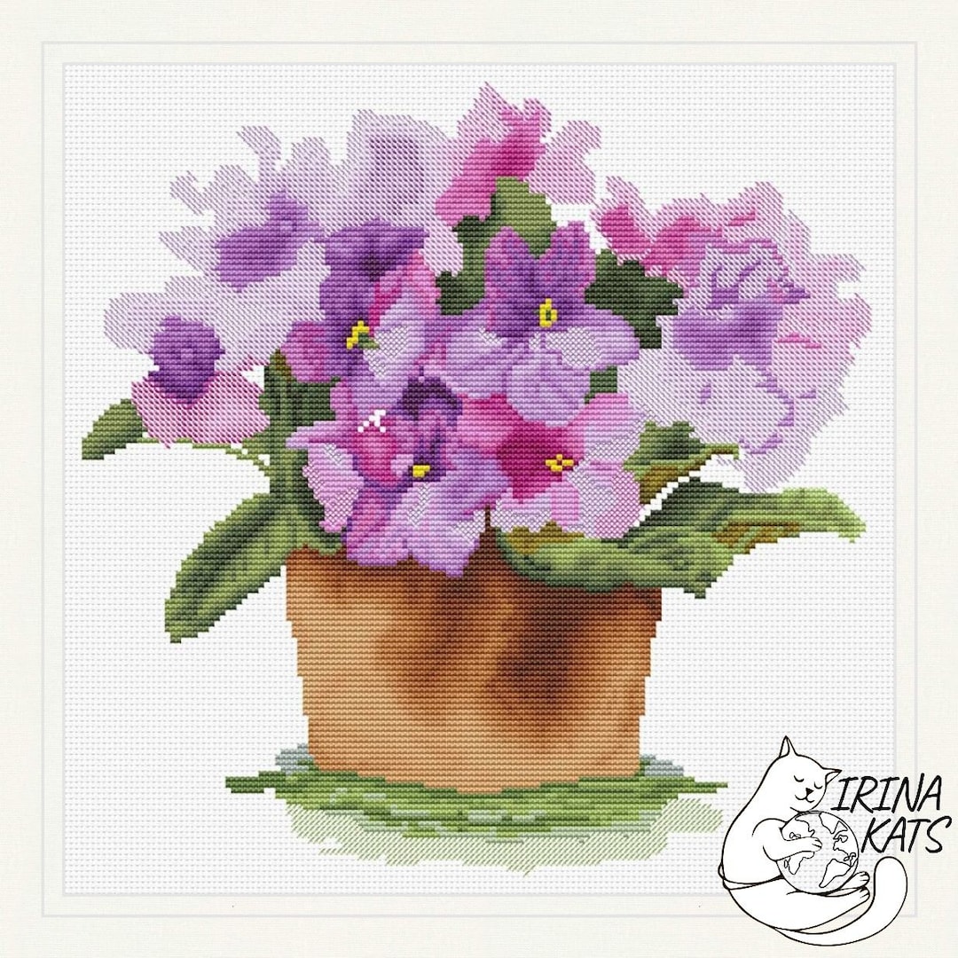 Violets Cross Stitch Pattern Watercolour PDF Instant Download Violet ...
