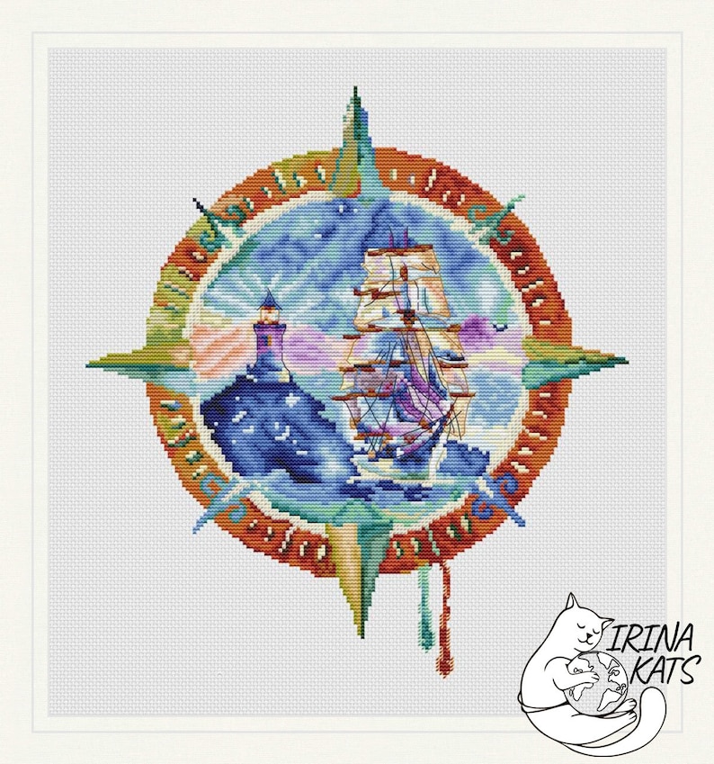 Sail Cross Stitch Pattern PDF Instant Download Watercolour Cross Stitch ...