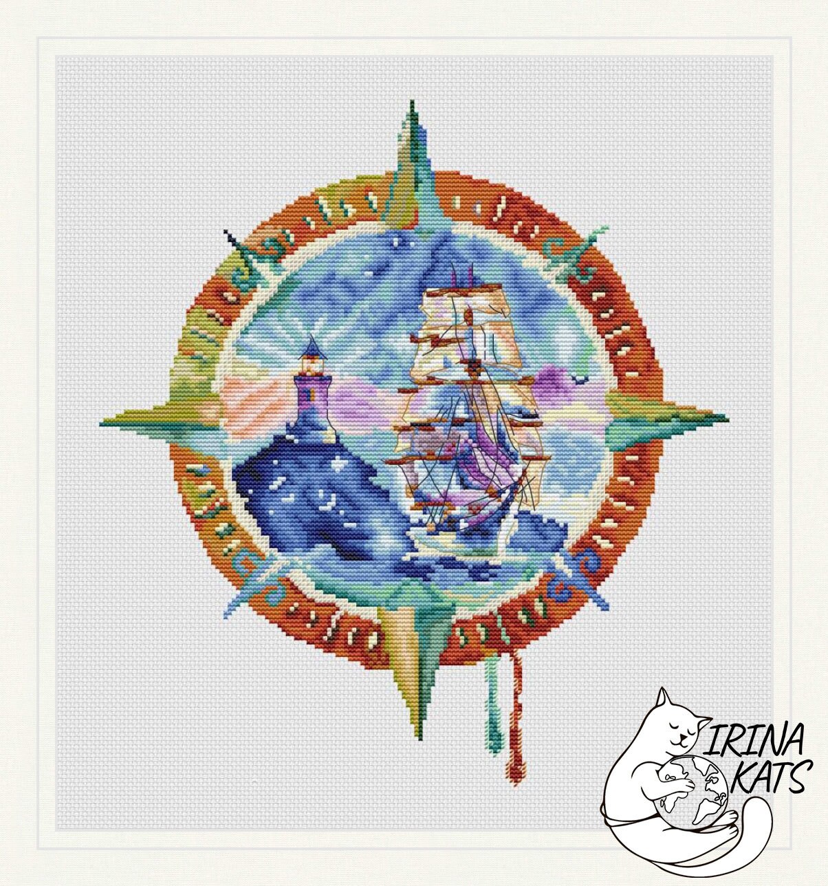 Sail Cross Stitch Pattern PDF Instant Download Watercolour Cross Stitch ...